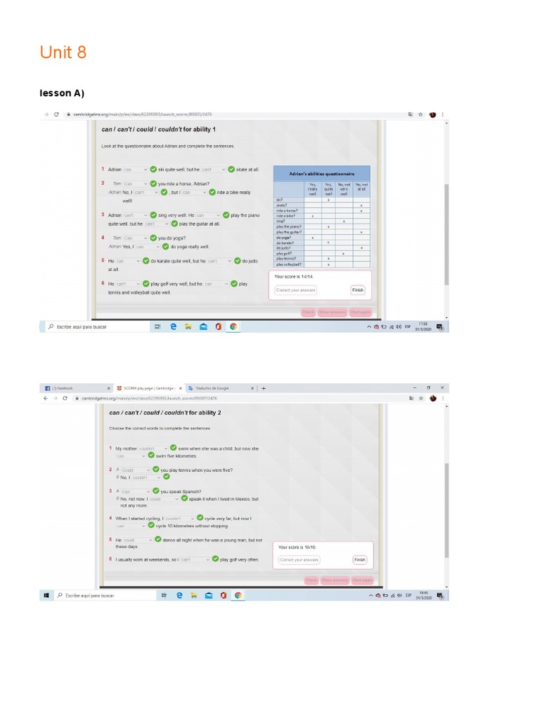 Unit 8: Lesson A) | PDF