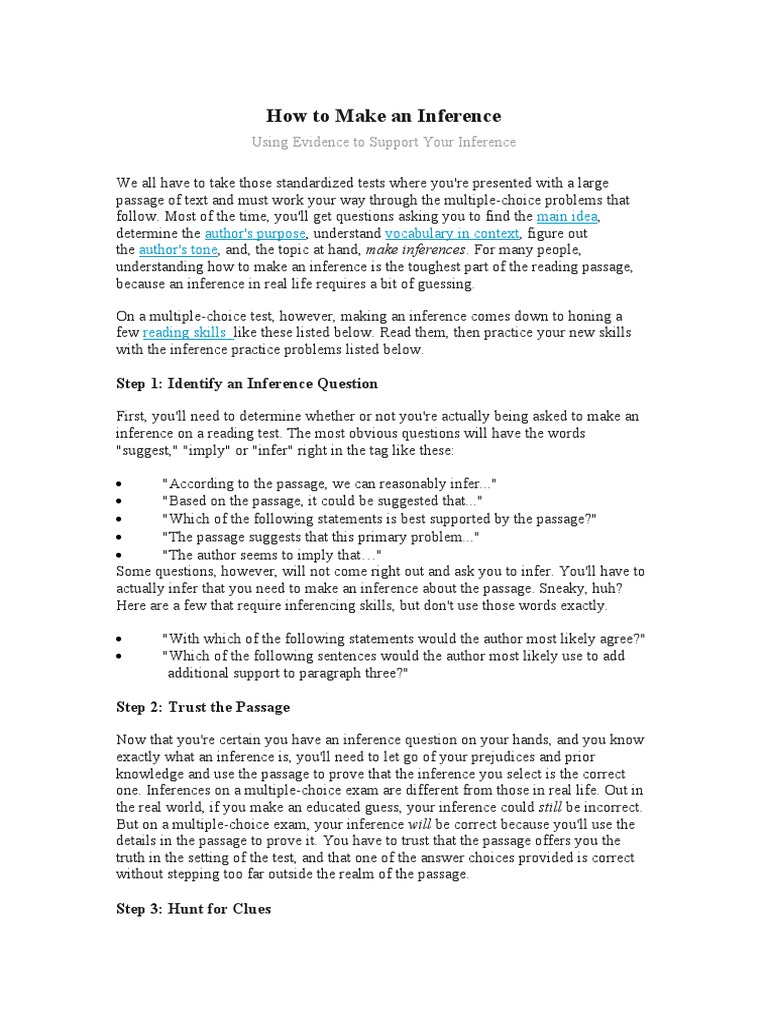 How To Make An Inference: Main Idea Author's Purpose Vocabulary in ...