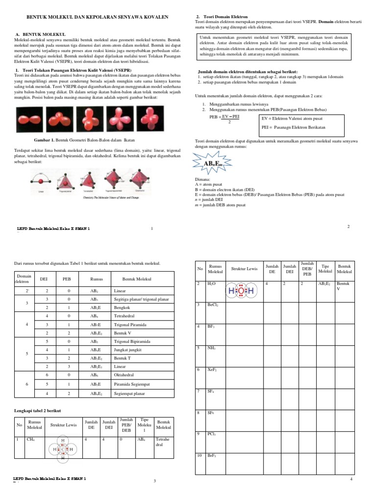LKPD Bentuk Molekul Dan Kepolaran Senyawa | PDF