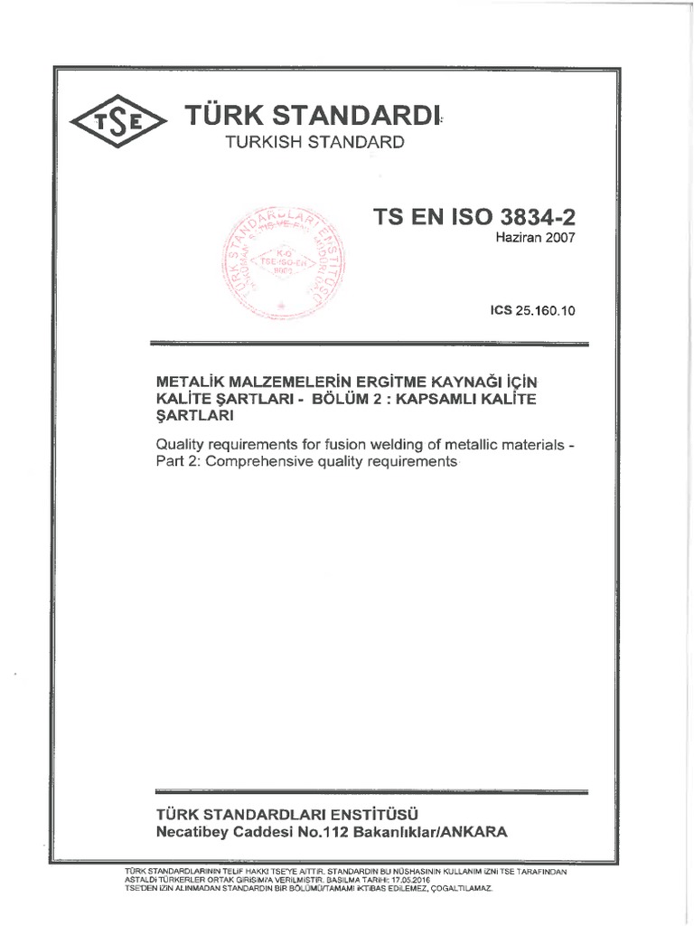 TS en Iso 3834-2 | PDF