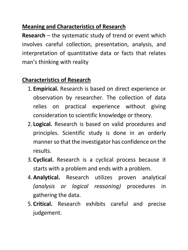Characteristics of A Research | PDF