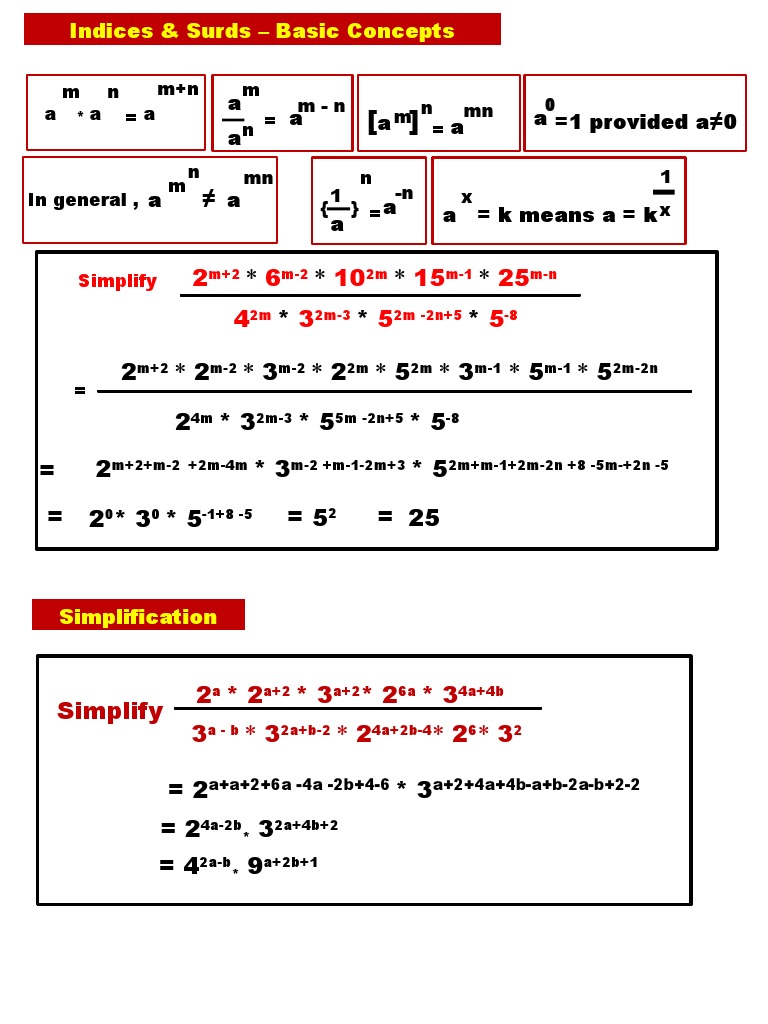 QA Concept 8 - Indices & Surds Session 1 | PDF | Number Theory | Elementary Mathematics