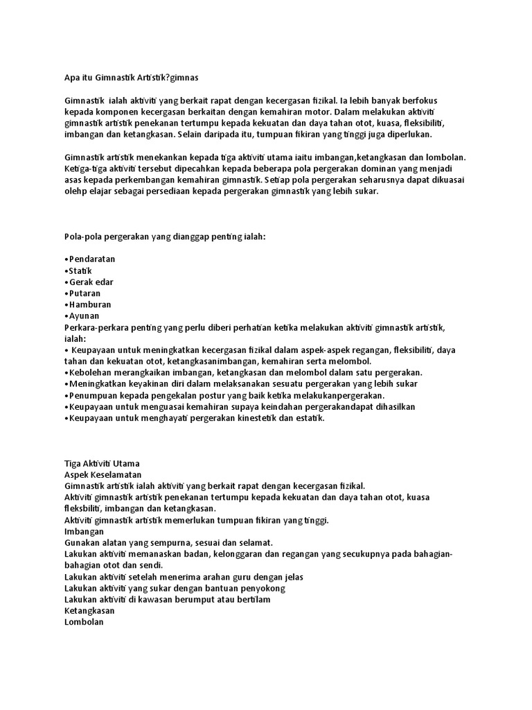 Apa Itu Gimnastik Artistik | PDF