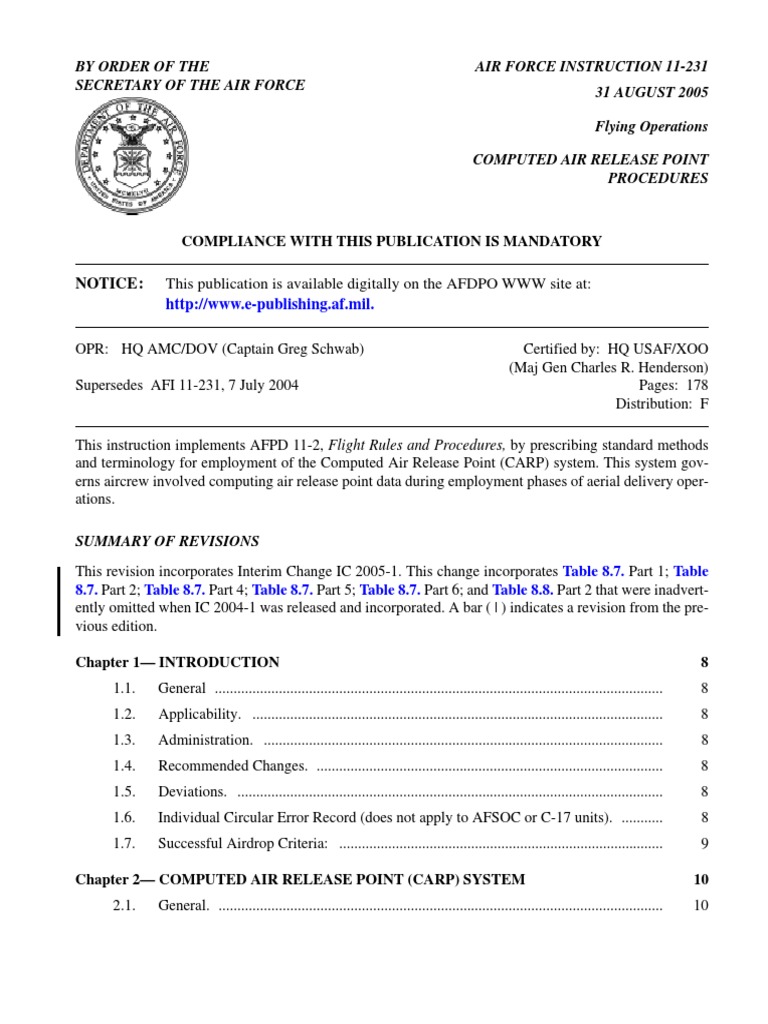 AFI 11-231 CARP Procedures | PDF | Airspeed | Altimeter