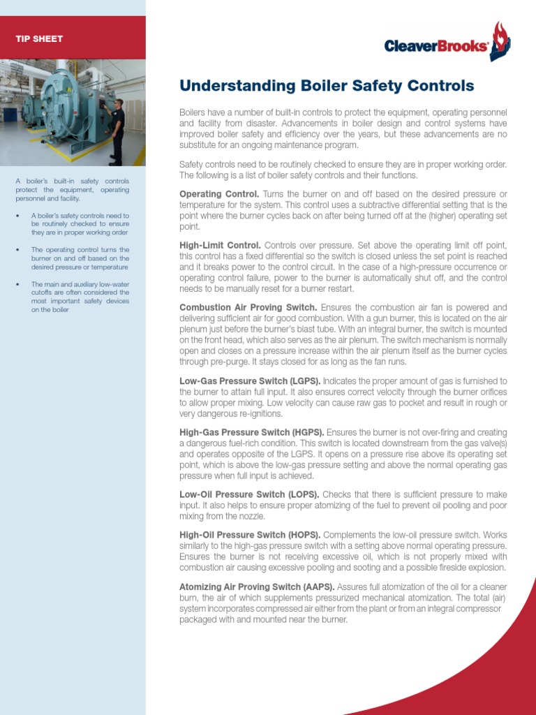Understanding Boiler Safety Controls: Tip Sheet | PDF | Boiler | Switch