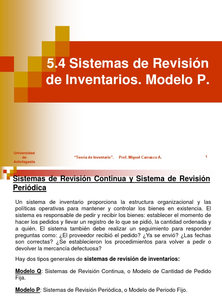 Sistemas Rev Inventarios. Modelo P | PDF | Inventario | Ingeniería de ...