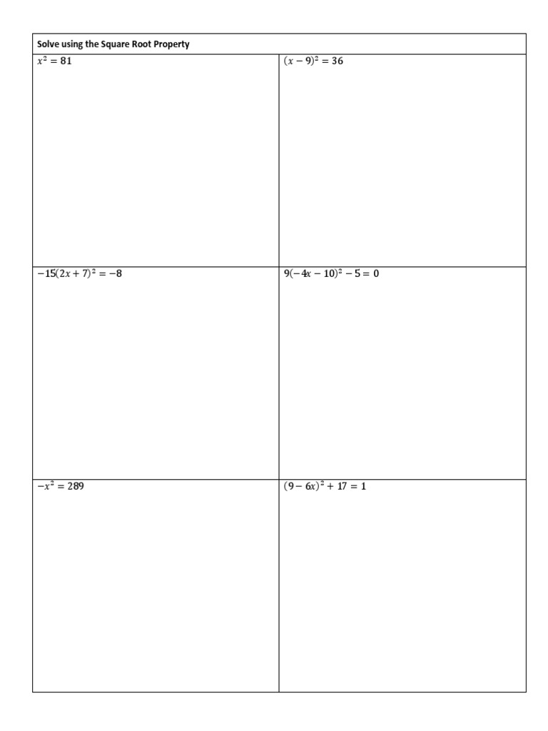 Quadratic Equations (Square Root Property and Prof Loh's Method) | PDF