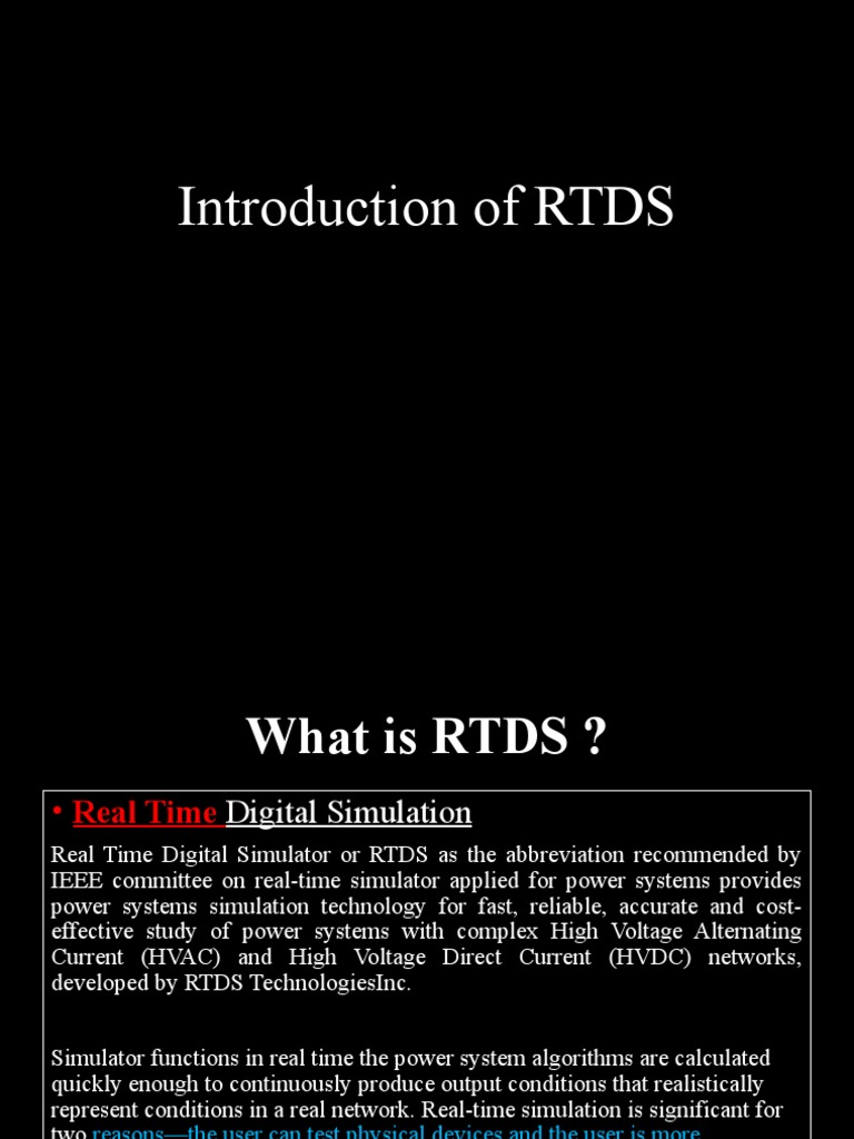 Introduction of RTDS | PDF | Real Time Computing | Simulation