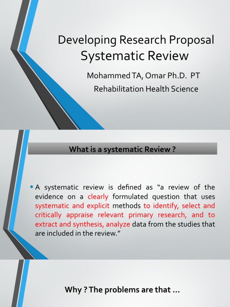 Developing Research Proposal: Systematic Review | PDF | Systematic Review | Evidence Based Medicine