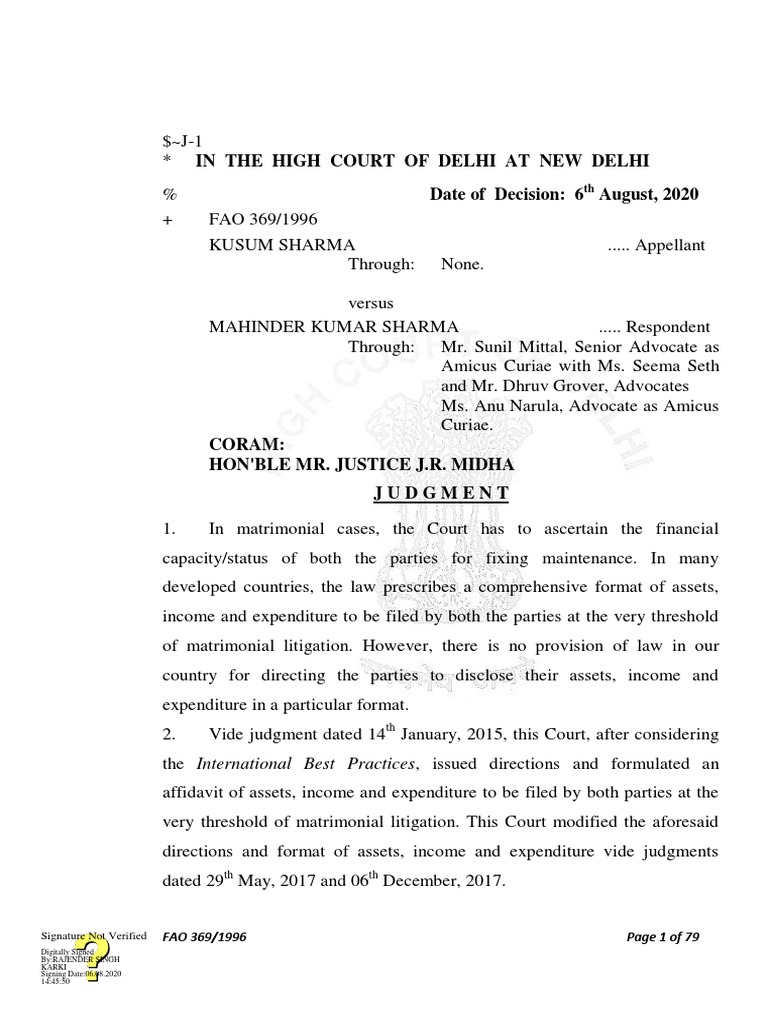 Kusum Sharma Vs Mahinder Sharma | PDF | Burden Of Proof (Law) | Marriage