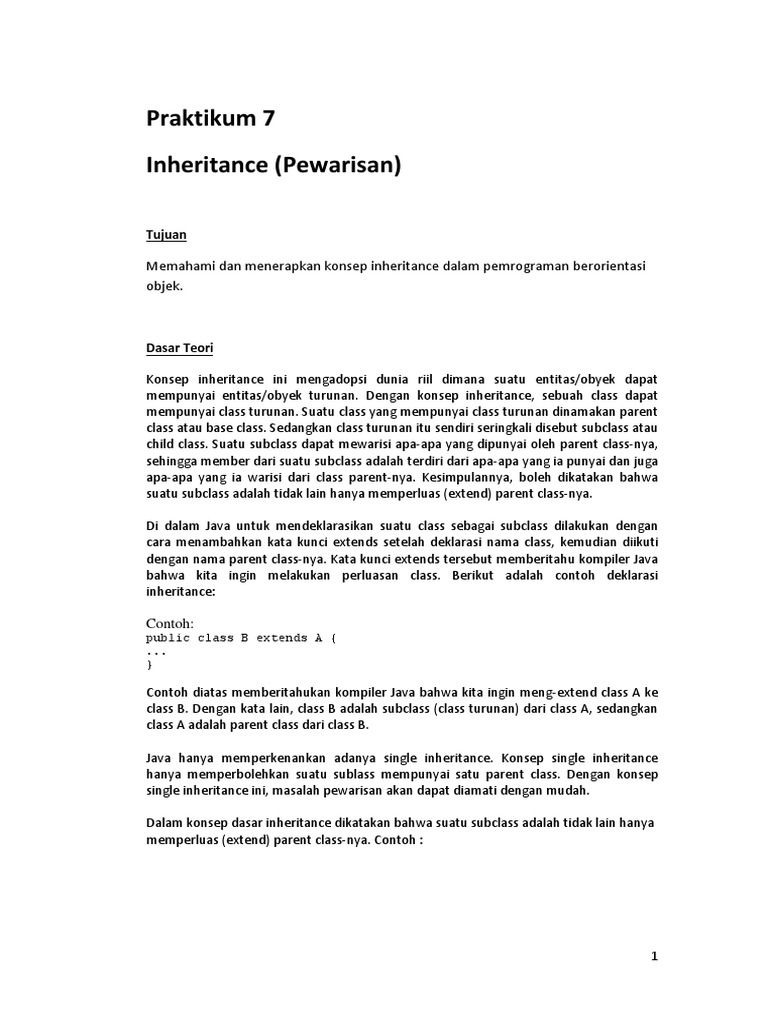 Inheritance dalam Pemrograman OOP | PDF