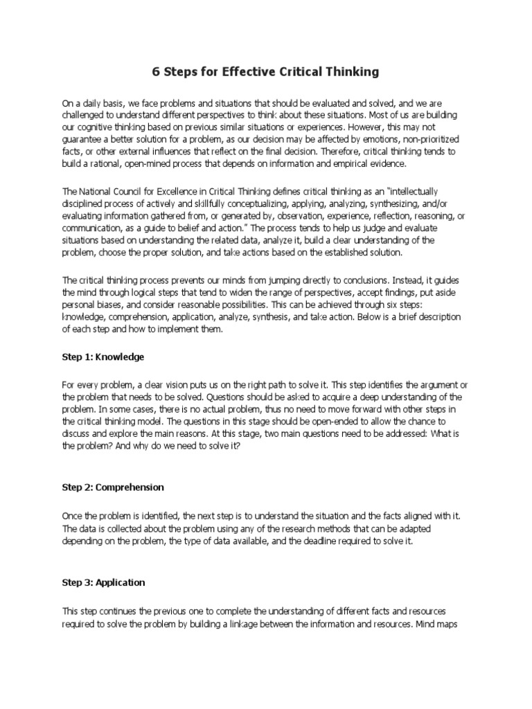 6 Steps For Effective Critical Thinking | PDF | Critical Thinking | Thought