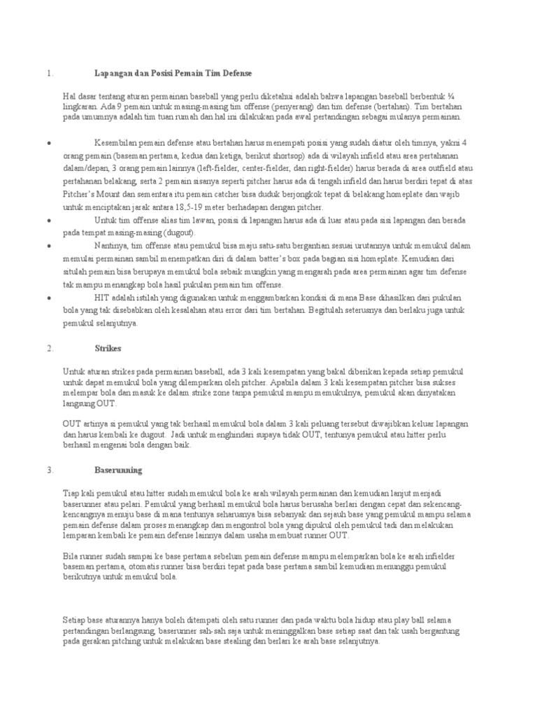 Panduan Dasar Baseball | PDF