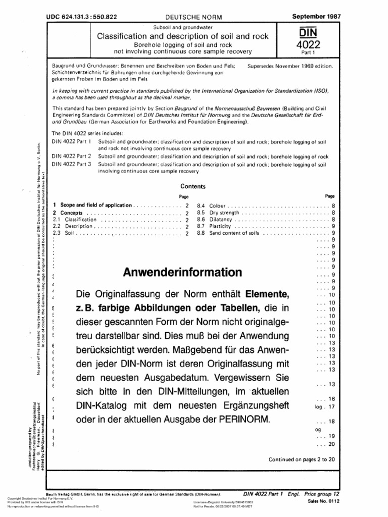 Din 4022-1 - 1987 | PDF