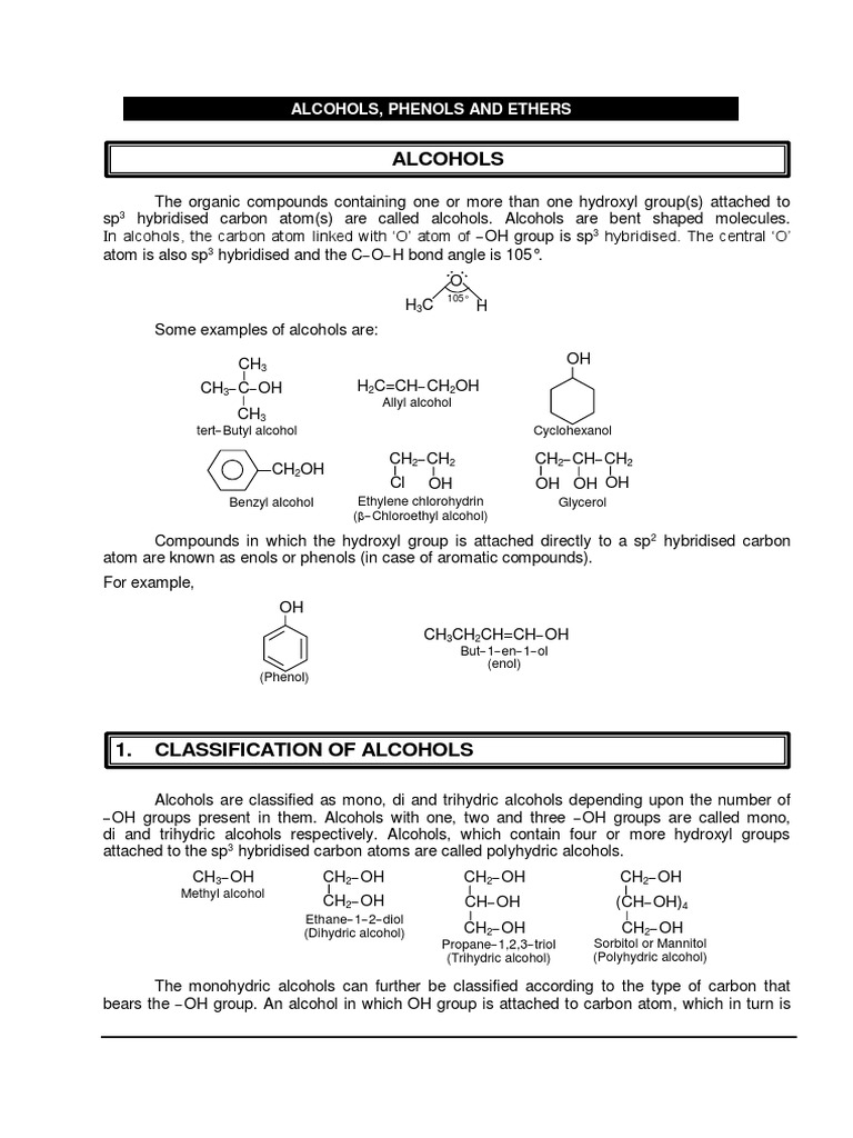 1.alcohols (Theory-01) | PDF | Ether | Ester
