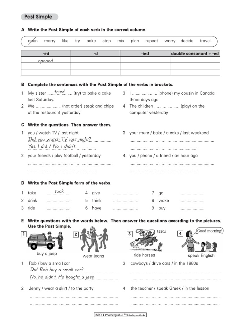 Past Simple Exercise | PDF