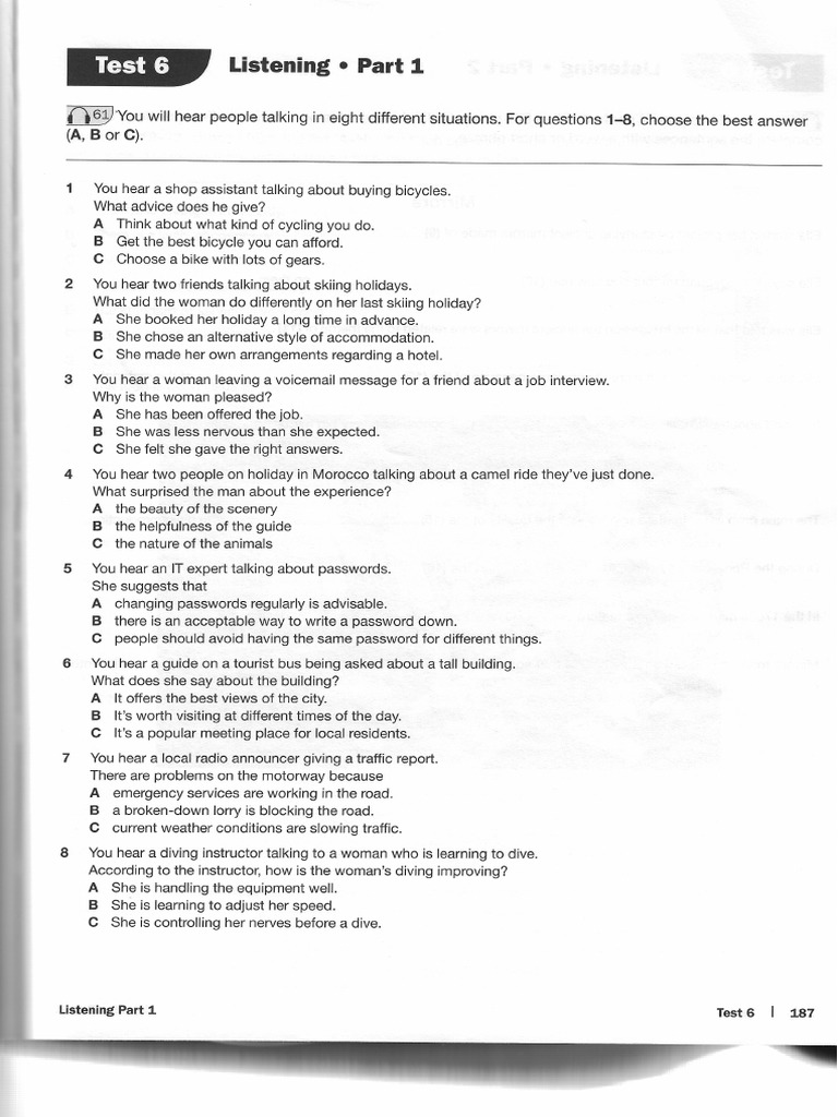 FCE Trainer 2 Test 6 Listening | PDF