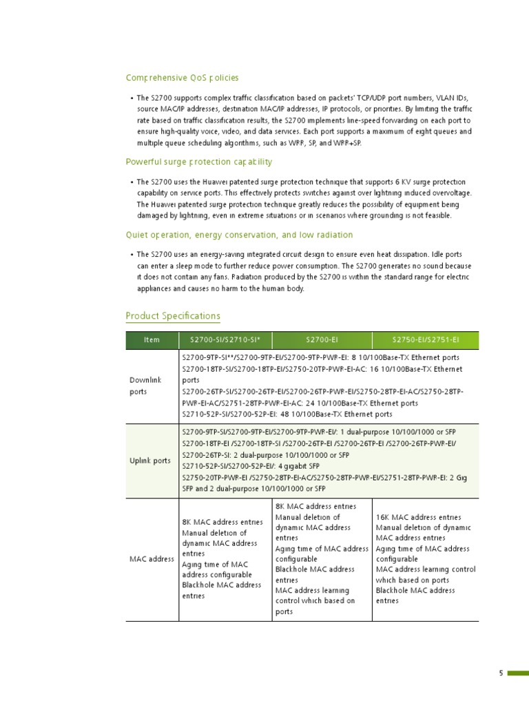 Comprehensive Qos Policies: Product Specifications | PDF | Multicast | Port (Computer Networking)