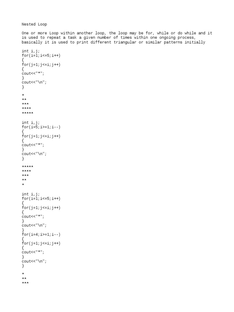 Nested Loops C++ | PDF | Object Oriented Programming | Computer Programming