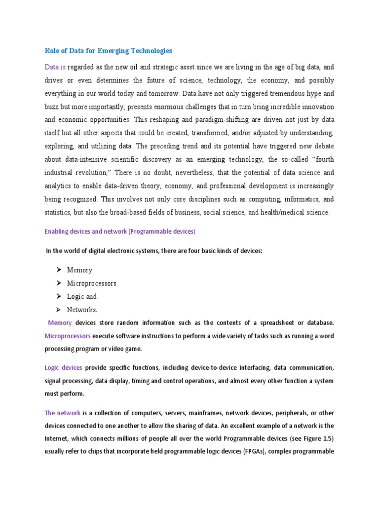 Role of Data For Emerging Technologies | PDF | Apache Hadoop | Computer Cluster