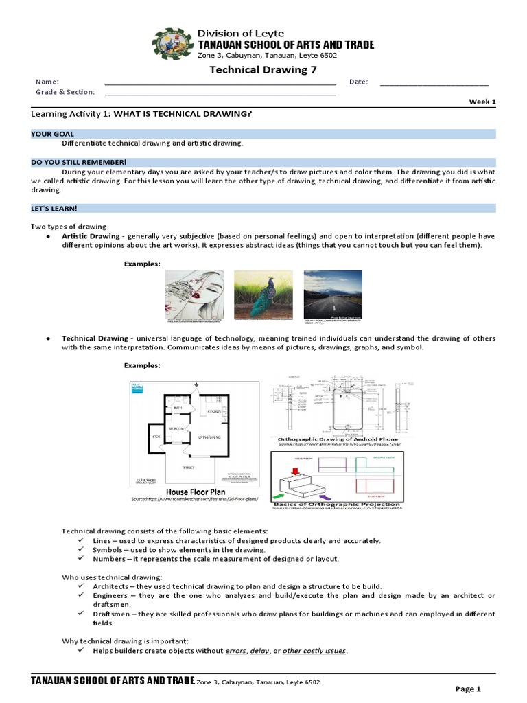 Technical Drawing 7: Tanauan School of Arts and Trade | PDF | Technical ...