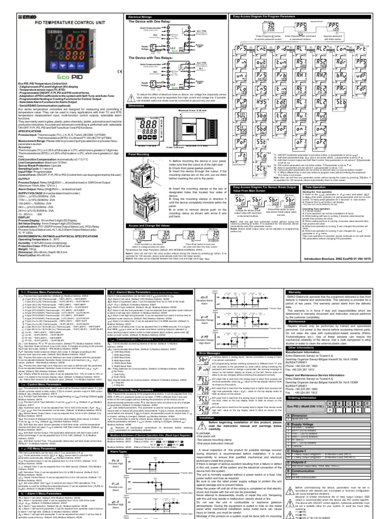 PID Temperature Control Unit ENG - EcoPID | PDF | Electronics | Electricity