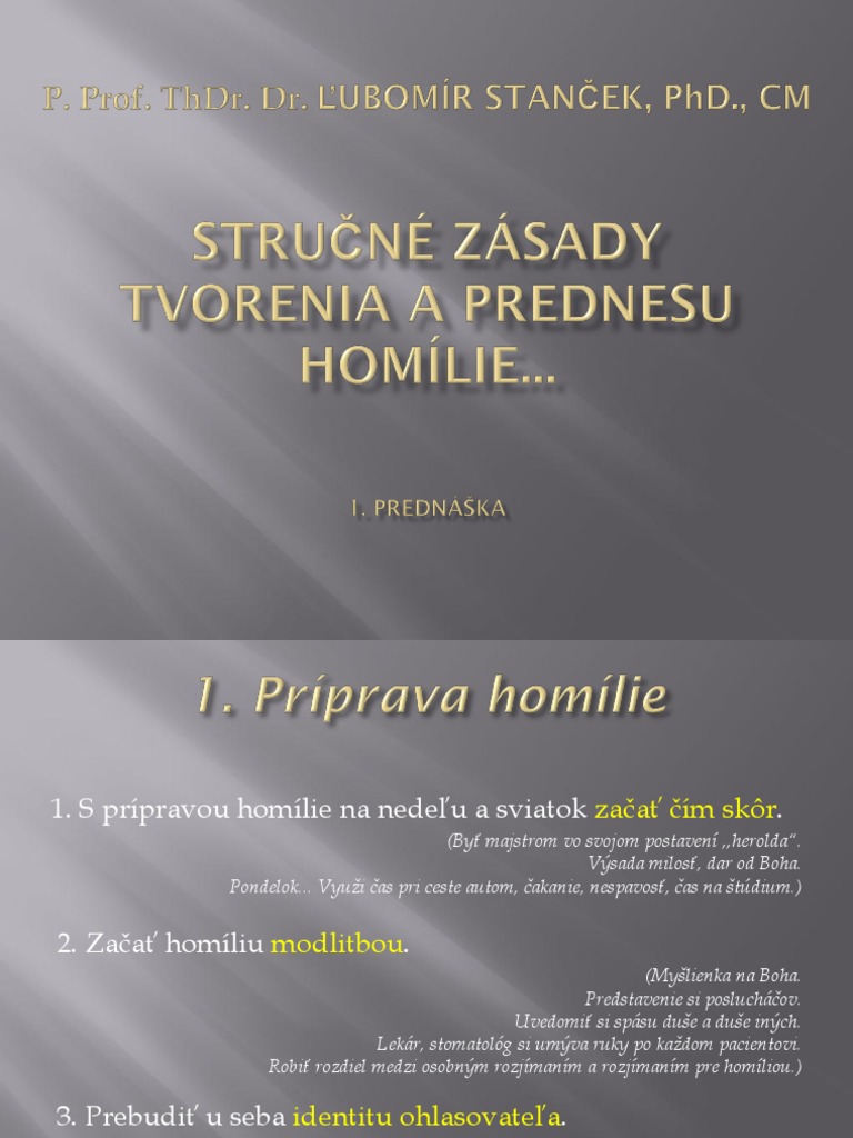 Prednaska 1 Homiletika Lubomir Stancek | PDF