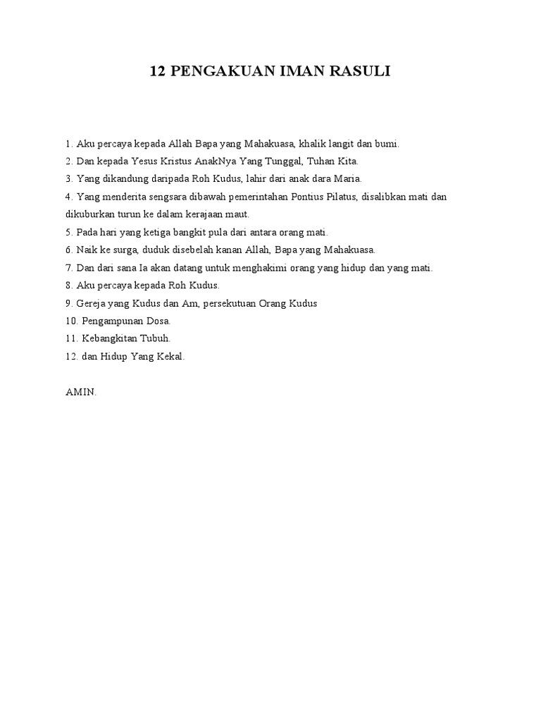 12 Pengakuan Iman Rasuli | PDF