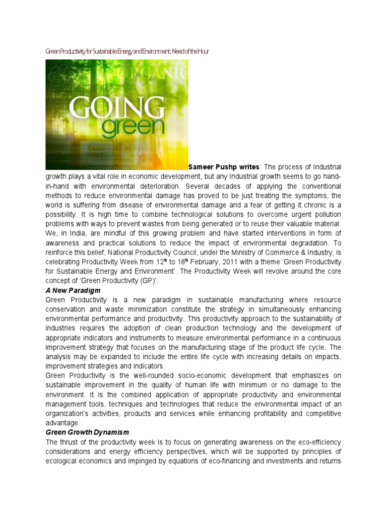 Green Productivity | PDF | Sustainability | Life Cycle Assessment