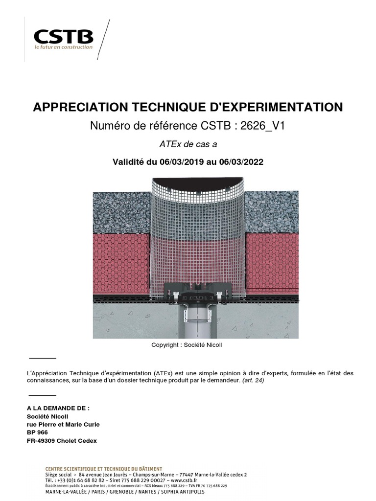 Appreciation Technique D'Experimentation: Numéro de Référence CSTB ...