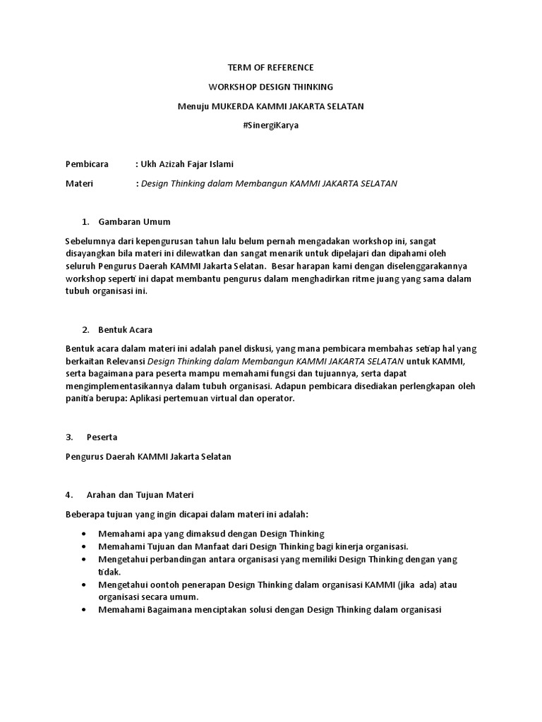 TOR Materi 4 TC KAMMI Jaksel | PDF