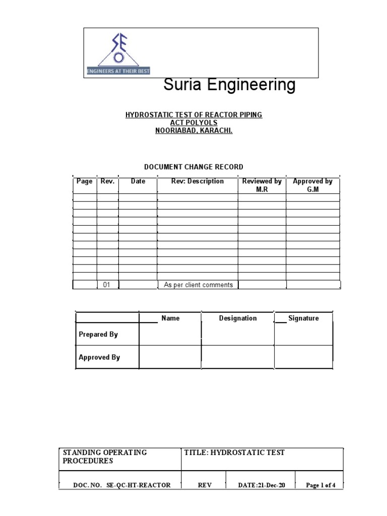 Hydrotest Procedure For Piping | PDF | Leak | Pipe (Fluid Conveyance)