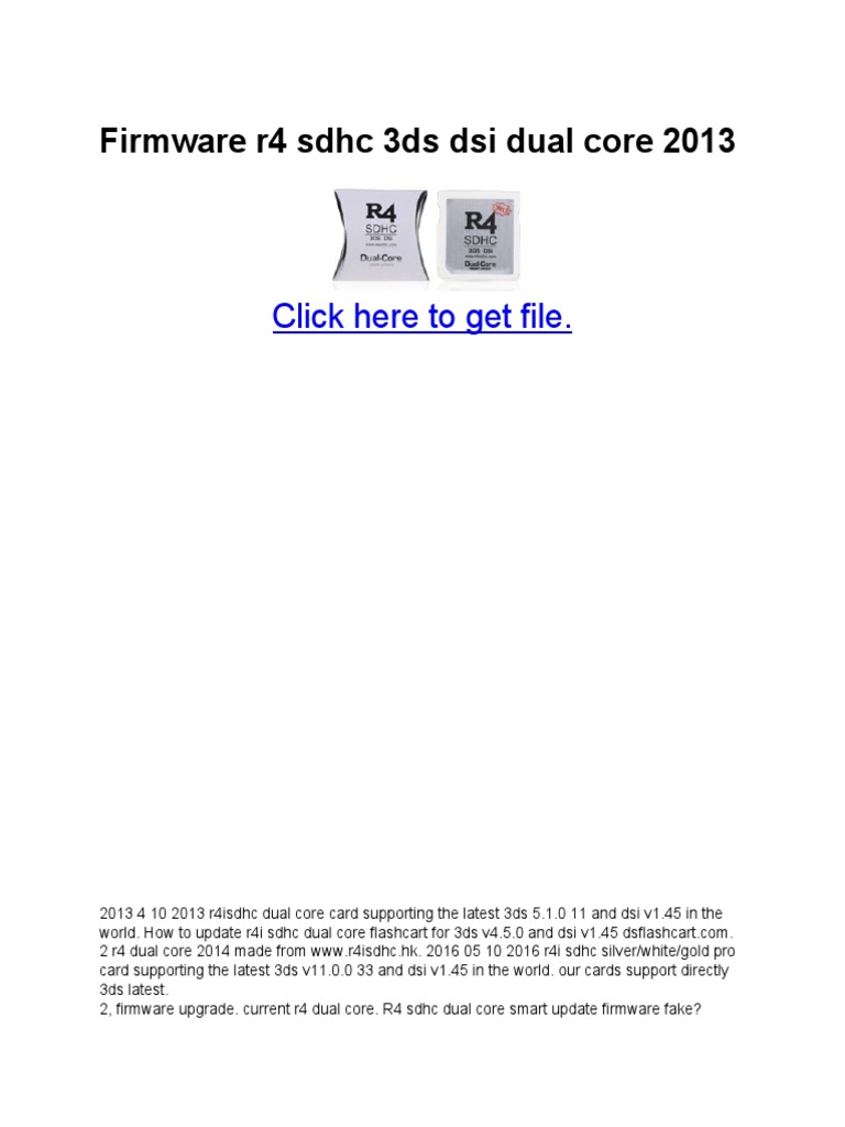 R4 SDHC Dual Core Firmware Update Guide | PDF | Nintendo | Portable ...