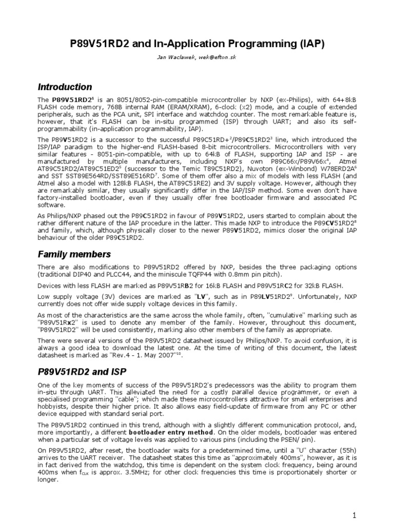 p89v51rd2 Iap | PDF | Flash Memory | Booting