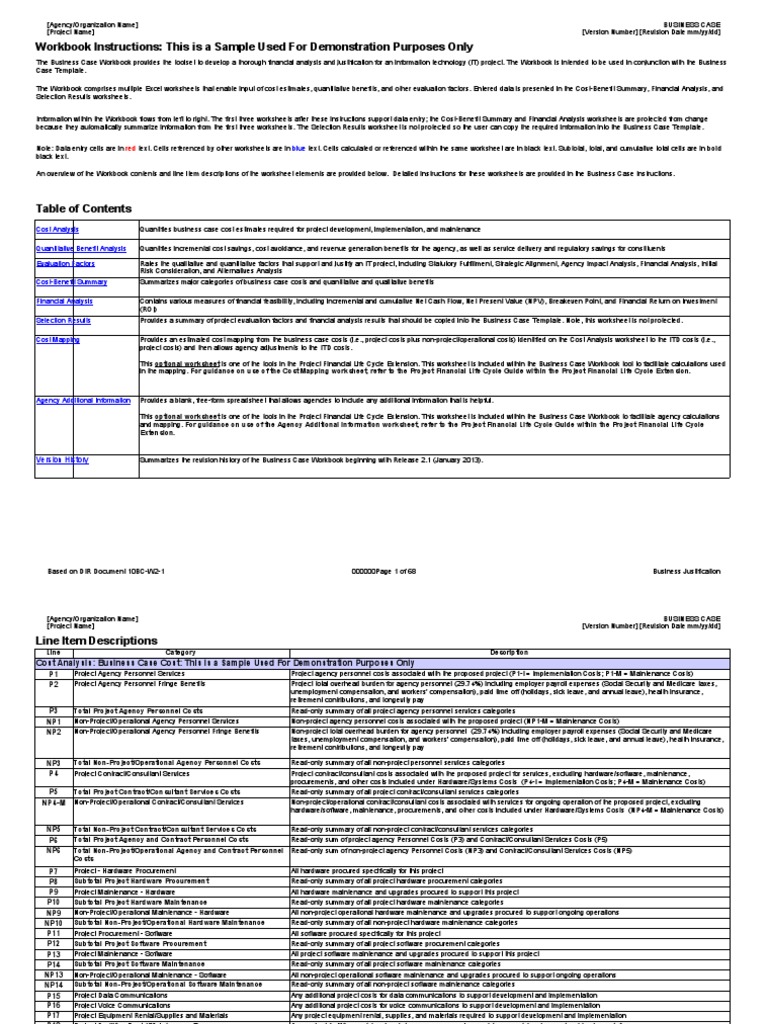 Free Business Case Template in Excel | PDF | Worksheet | Net Present Value