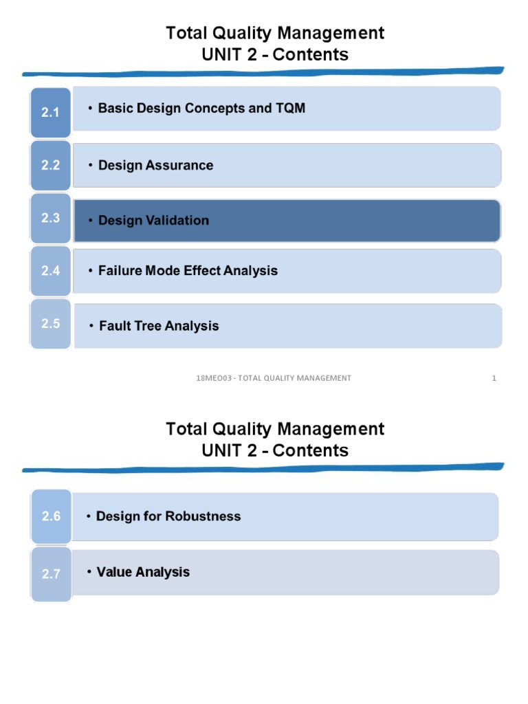 Total Quality Management UNIT 2 - Contents | PDF
