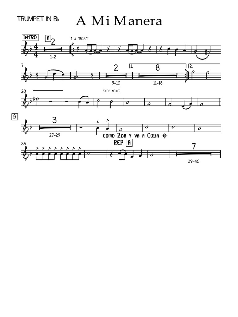My Way - Trumpet in BB | PDF