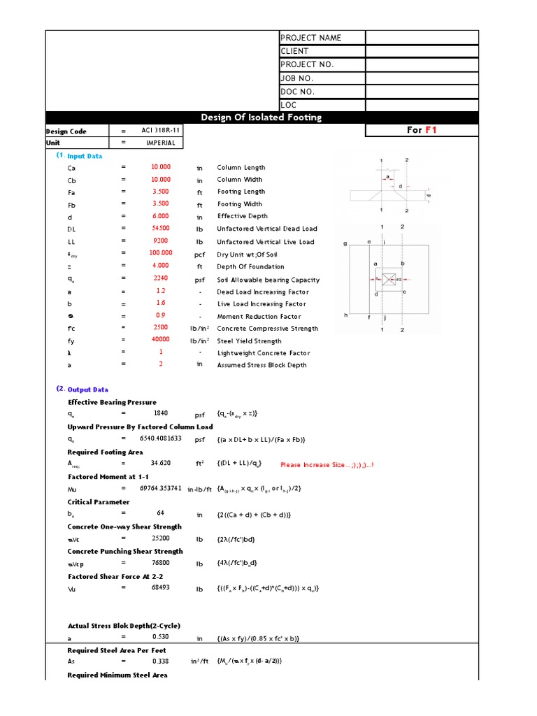 Single Footing Design | PDF | Solid Mechanics | Civil Engineering