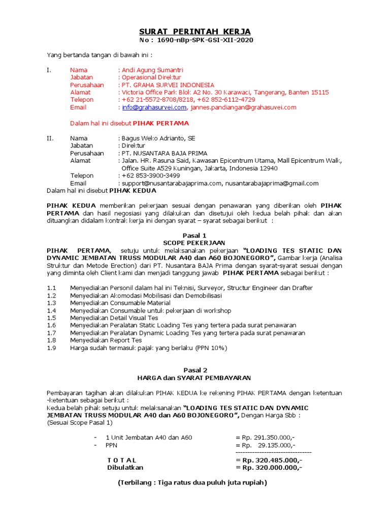 SPK - Loading Test Jembatan A40 Dan A60 | PDF