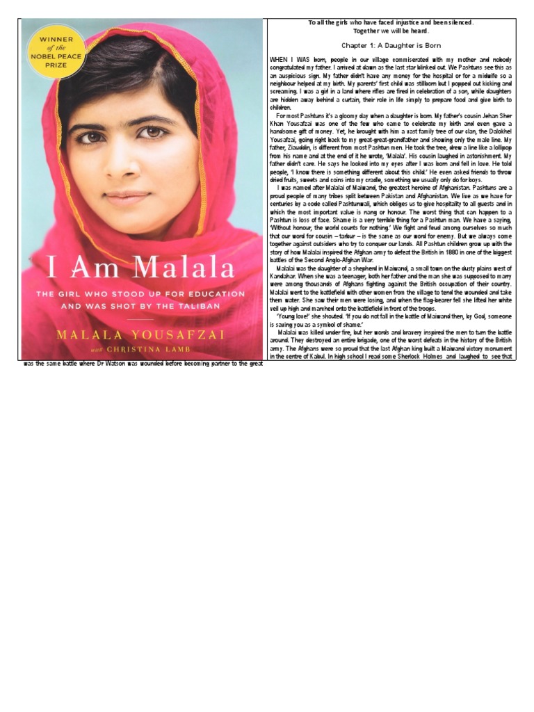 I Am Malala - Chapter 1 A Daughter Is Born | PDF | Unrest | Violence