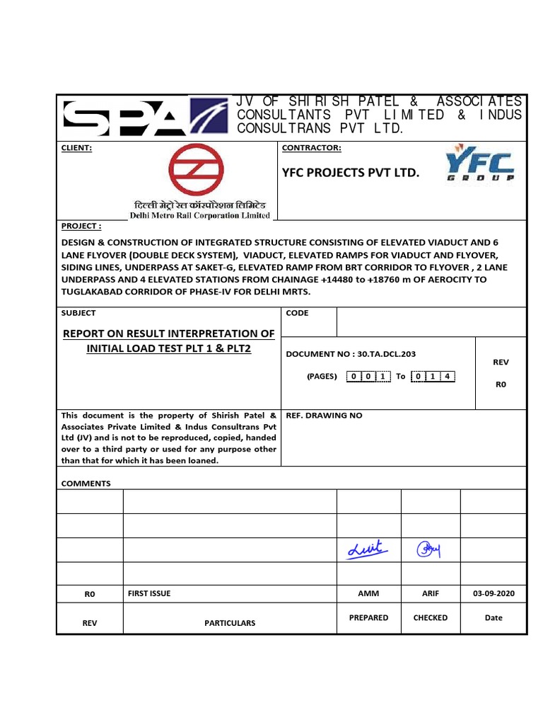 Initial Load Test Report | PDF | Deep Foundation | Geotechnical Engineering