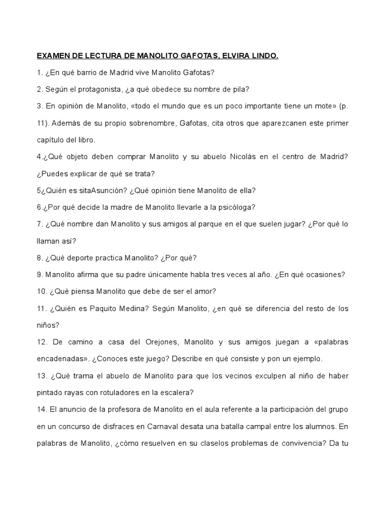 eXAMEN mANOLITO GAFOTAS | PDF