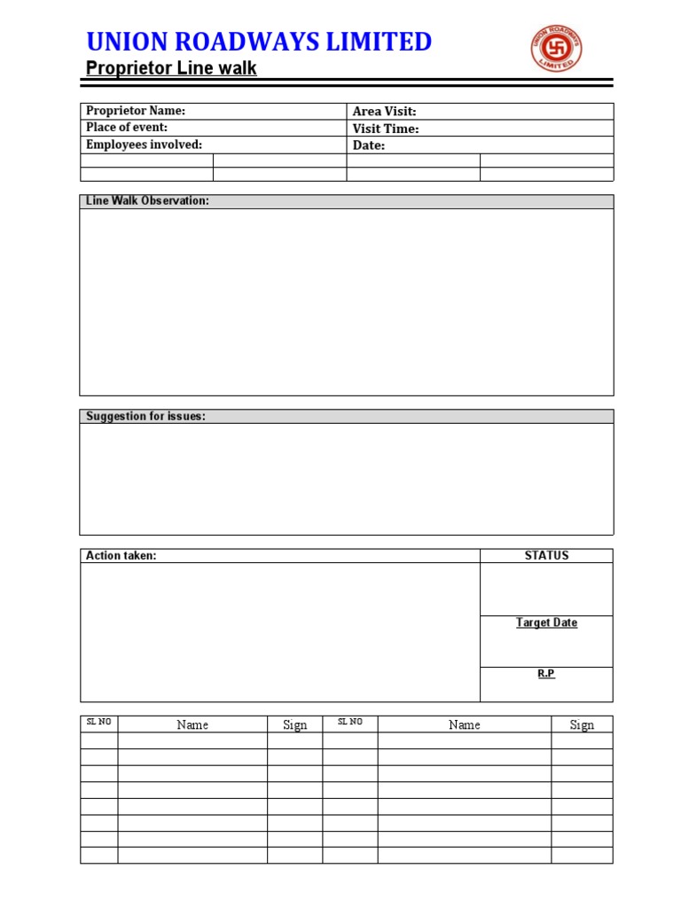 Union Roadways Limited: Proprietor Line Walk | PDF