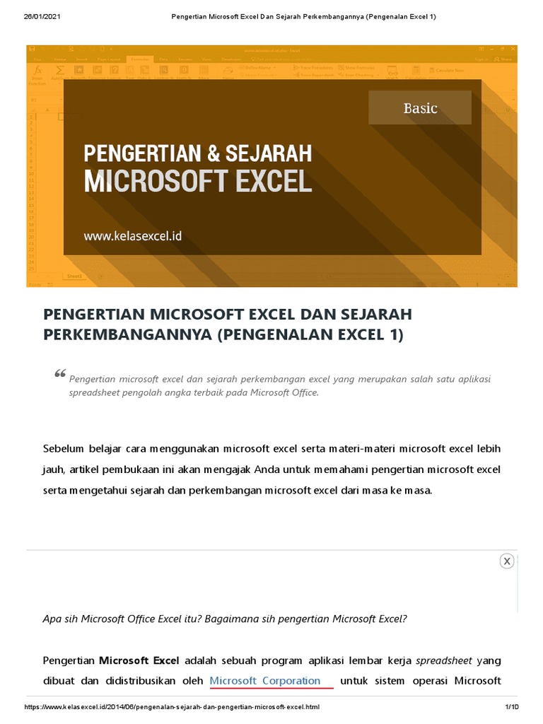 Pengertian Microsoft Excel Dan Sejarah Perkembangannya (Pengenalan ...