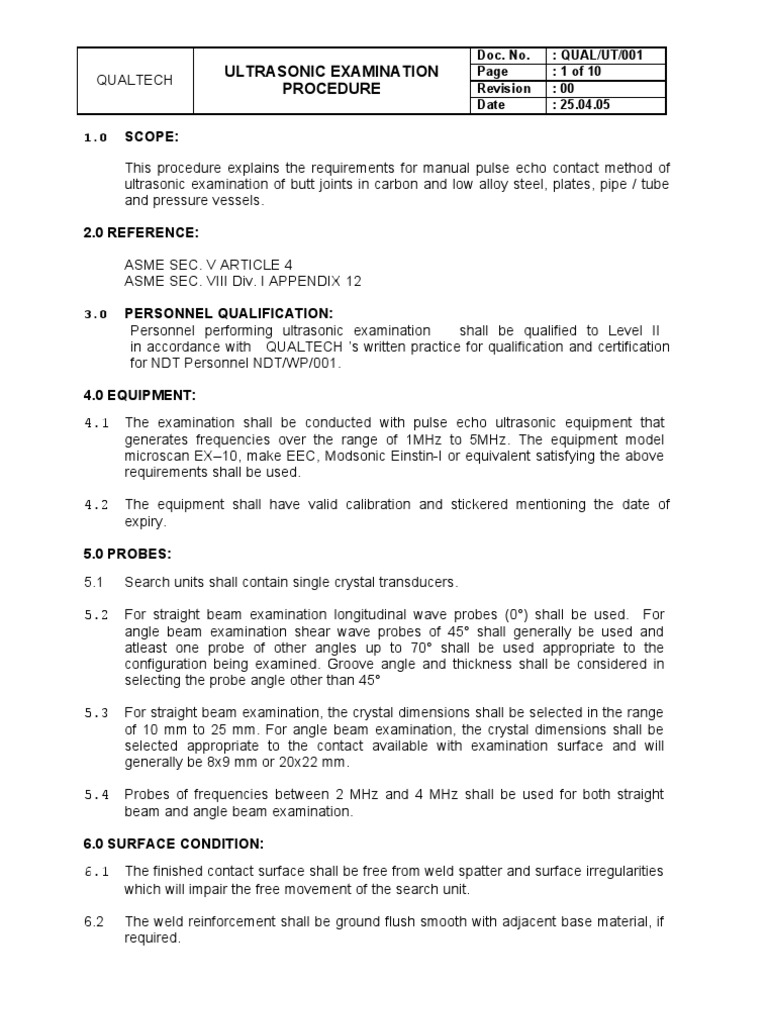 UT PROCEDURE New | PDF | Ultrasound | Welding