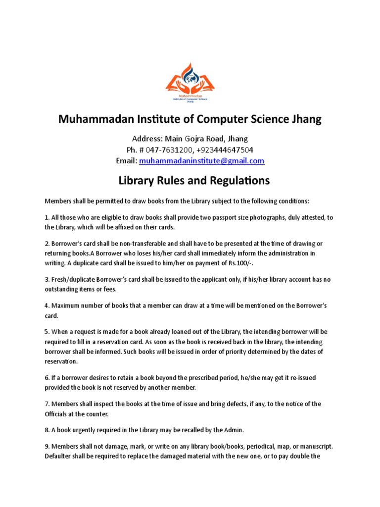 Library Rules | PDF