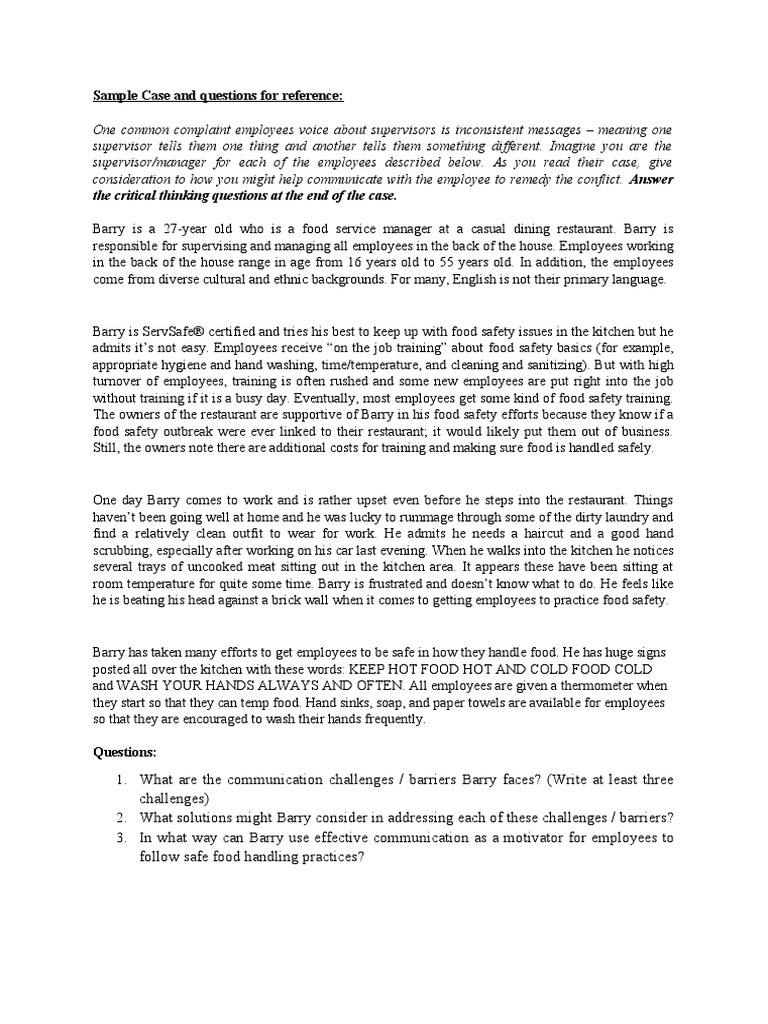 The Critical Thinking Questions at The End of The Case | PDF ...