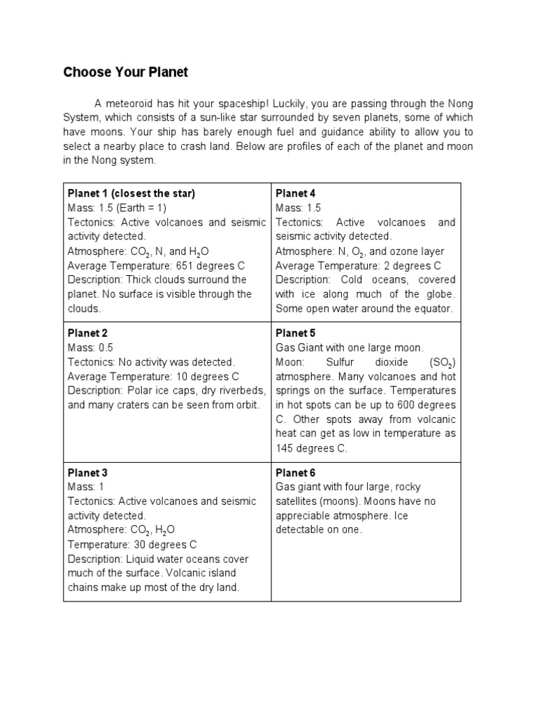 Choose Your Planet - Earth and Life Sciences | PDF | Atmosphere | Volcano