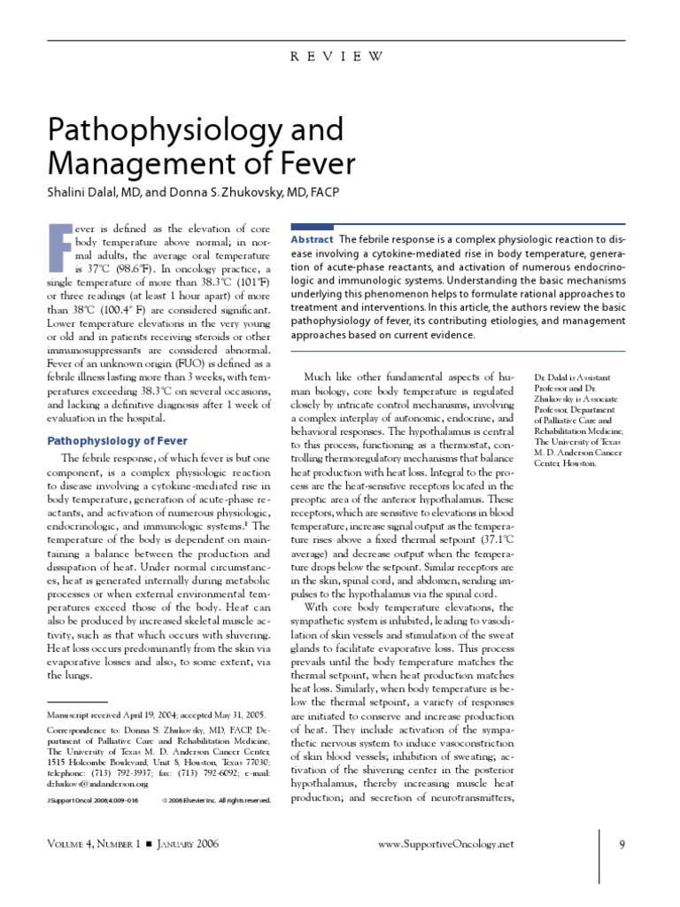 Pathophysiology and Management of Fever | PDF | Fever | Hyperthermia