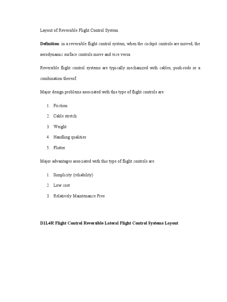 Layout of Reversible Flight Control System | PDF | Aircraft Flight ...